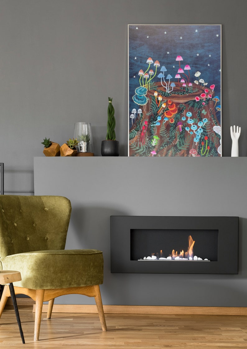 Mushy Mushy Night Wall Art Magic Mushroom Wall Decor Shroomy - Etsy