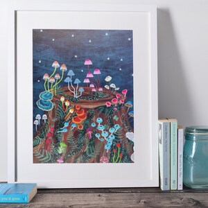 Mushy Mushy Night Wall Art, Magic Mushroom Wall Decor, Shroomy ...