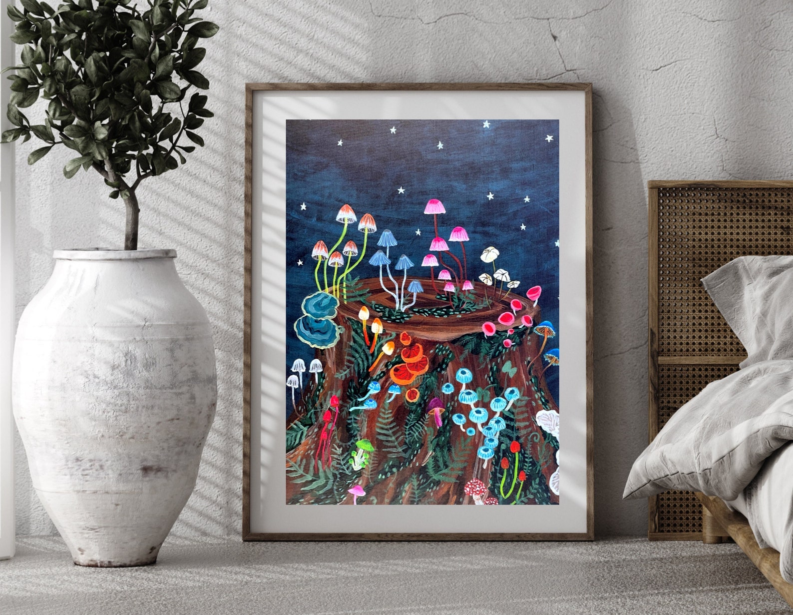 Mushy Mushy Night Wall Art Magic Mushroom Wall Decor Shroomy - Etsy