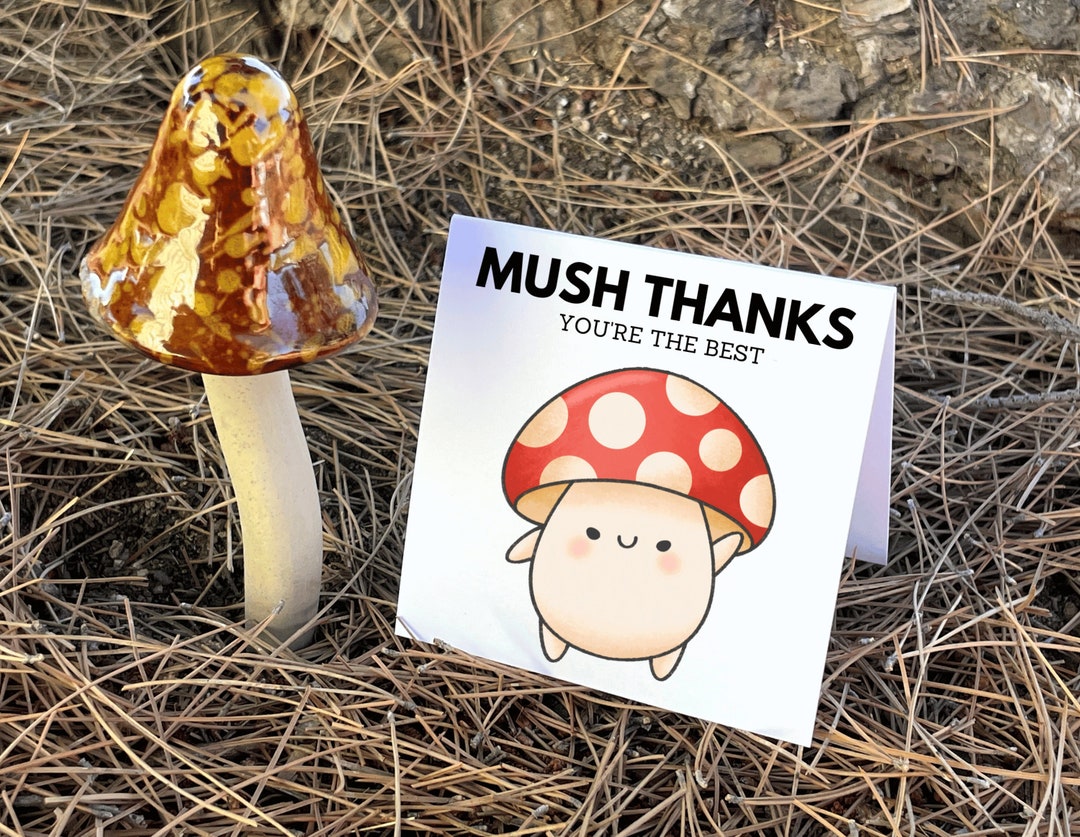 Mush Thanks Greeting Card, Thank You Card, Mushroom Card, Thank You ...