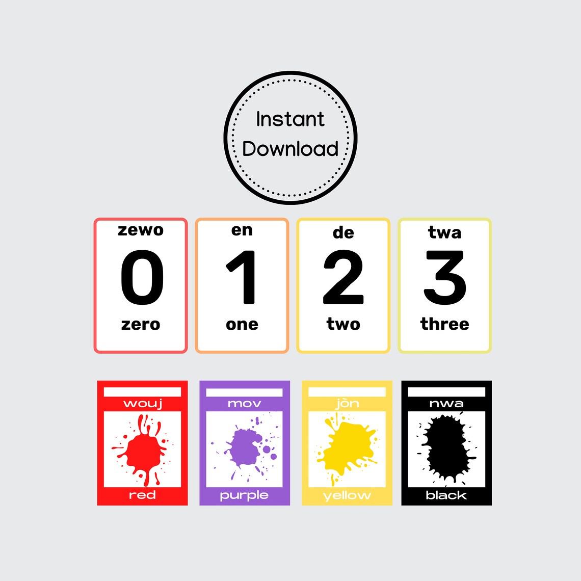 Haitian Creole Flashcards, 75 Flashcards, Flashcard Printable ...