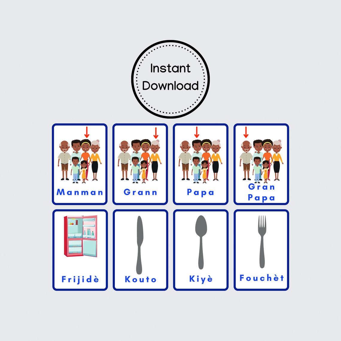 Haitian Creole Flashcards, 75 Flashcards, Flashcard Printable ...