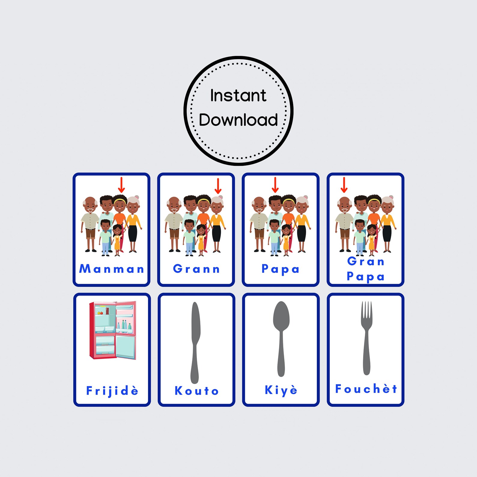 Haitian Creole Flashcards, 75 Flashcards, Flashcard Printable ...