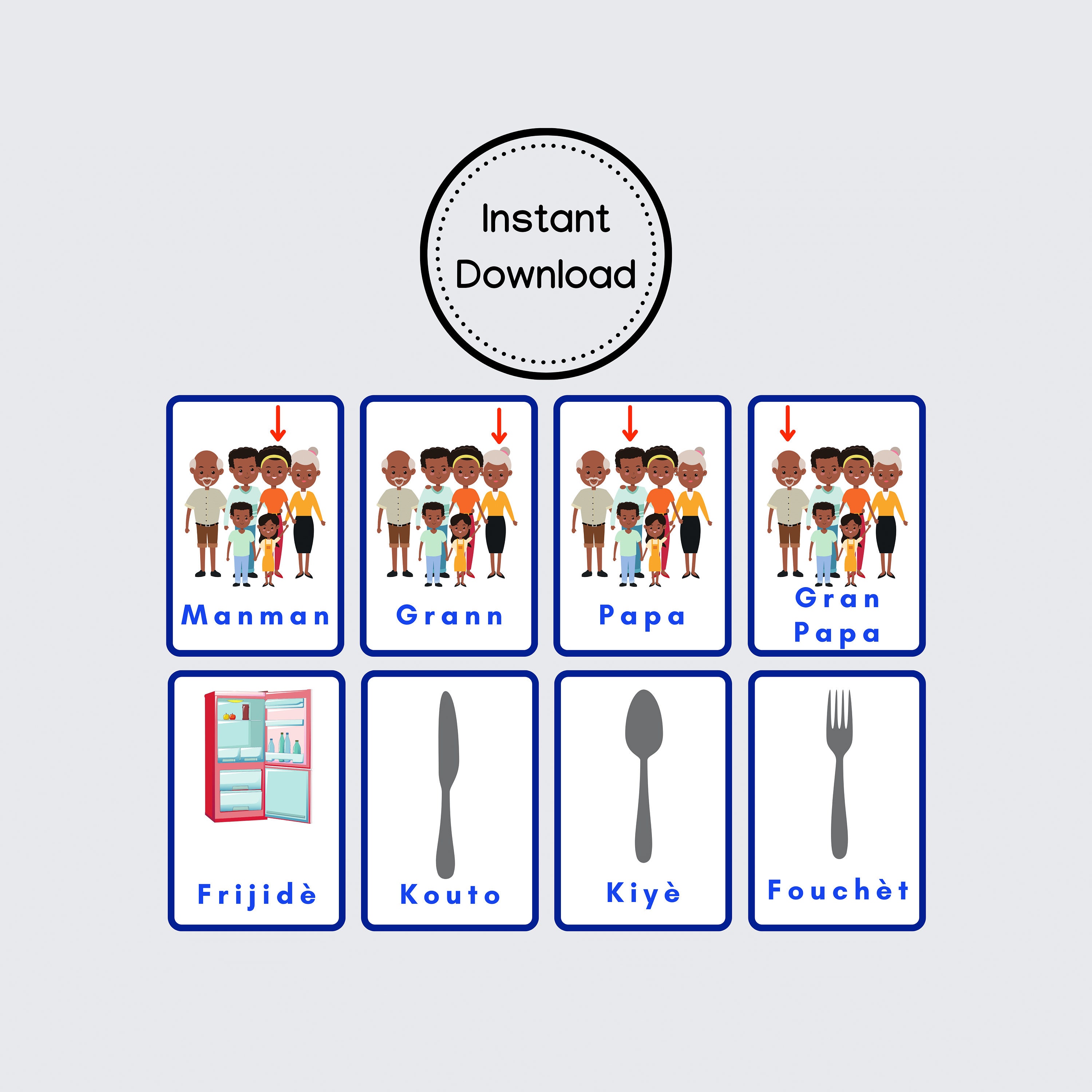 Haitian Creole Flashcards, 75 Flashcards, Flashcard Printable ...