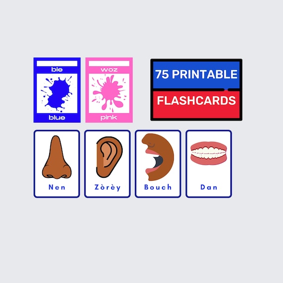 Haitian Creole Flashcards 75 Flashcards Flashcard Printable - Etsy