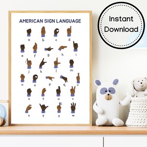 American Sign Language Alphabet Poster, Educational Poster Kid's Wall ...