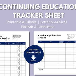CEU Tracker Sheet DIGITAL DOWNLOAD Fillable & Printable Continuing ...