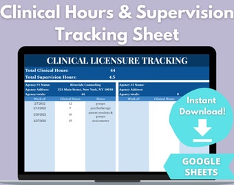 Counseling Licensure Hours Tracker - Etsy