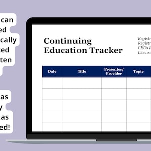 CEU Tracker Sheet | DIGITAL DOWNLOAD | Fillable & Printable ...