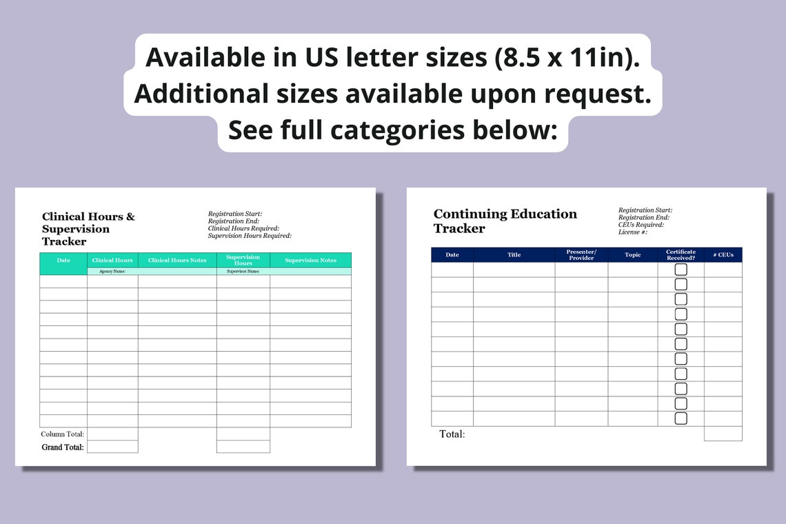 Clinical Supervision & CEU Tracker Bundle | PRINTABLE, FILLABLE ...