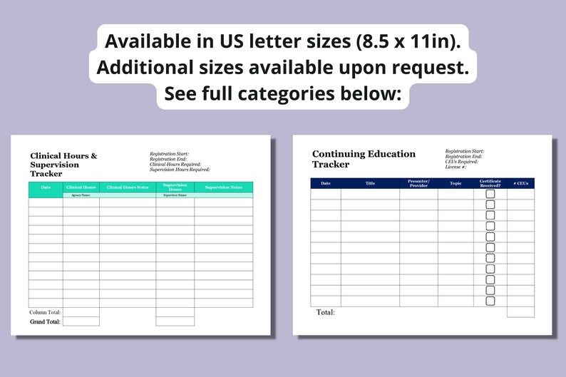 Clinical Supervision & CEU Tracker Bundle | PRINTABLE, FILLABLE ...