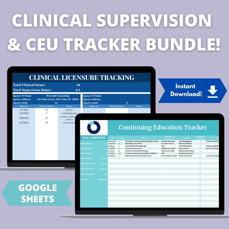 Clinical Supervision & CEU Tracker Bundle | GOOGLE SHEETS | Lcsw ...