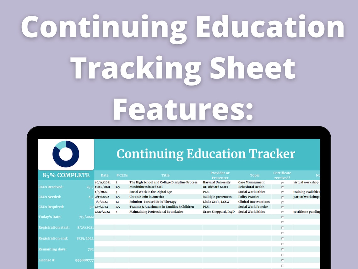 Clinical Supervision & CEU Tracker Bundle | MICROSOFT EXCEL | Lcsw ...