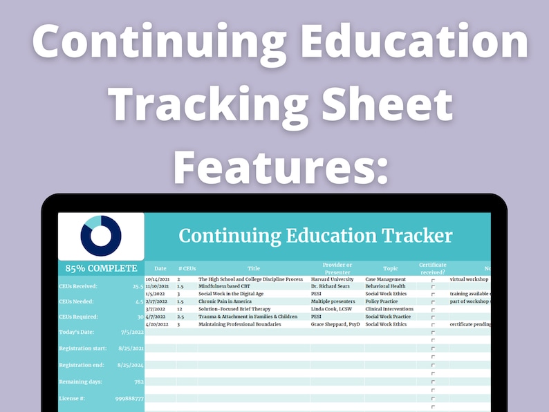 Clinical Supervision & CEU Tracker Bundle | MICROSOFT EXCEL | Lcsw ...