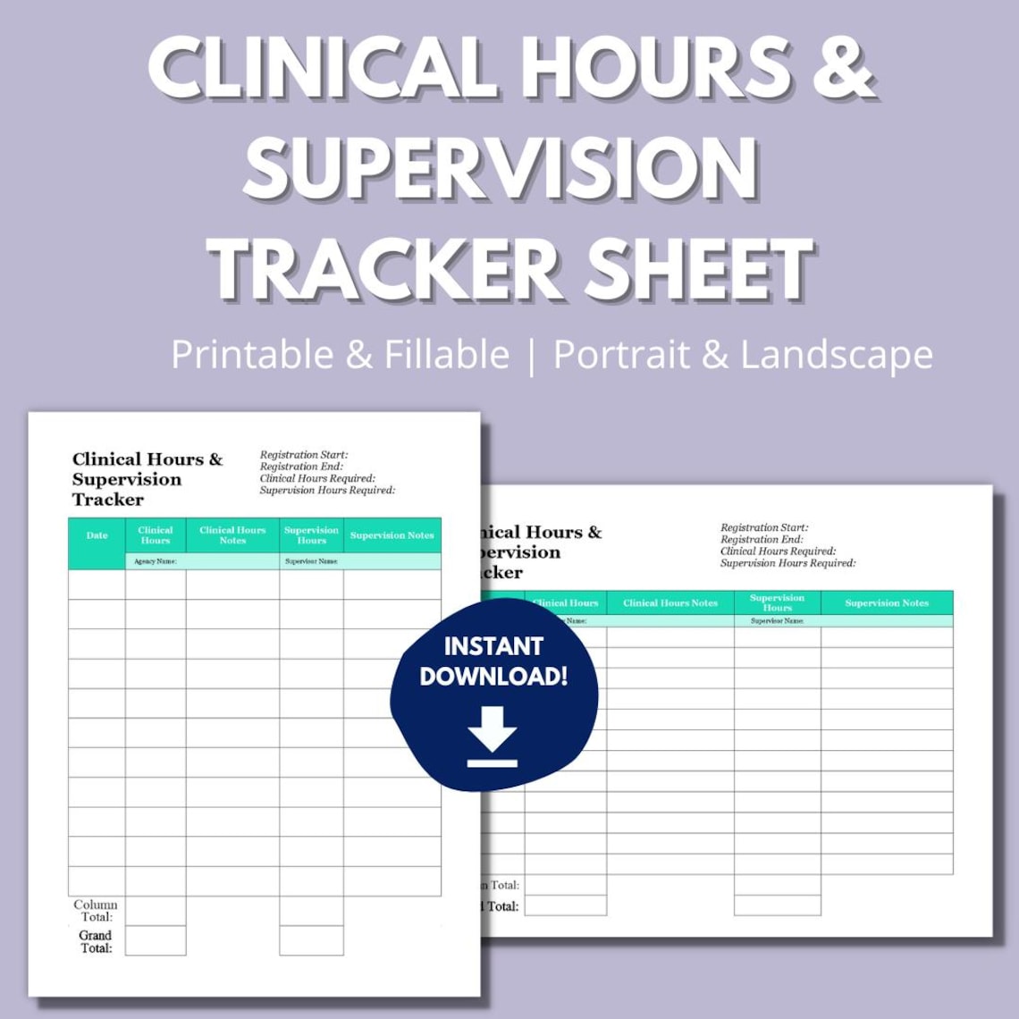 Clinical Supervision & Licensing Hours Tracker Sheet | DIGITAL DOWNLOAD ...