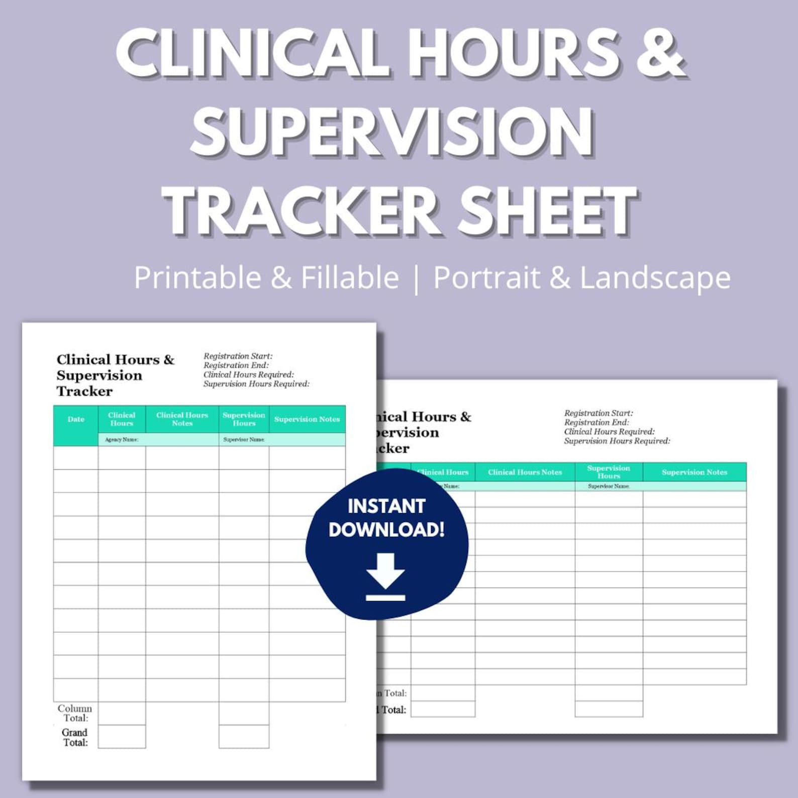 Clinical Supervision & Licensing Hours Tracker Sheet | DIGITAL DOWNLOAD ...