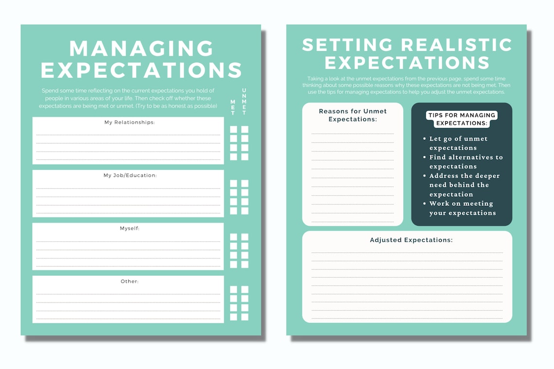 Managing Expectations Worksheets | Setting Expectations Template ...