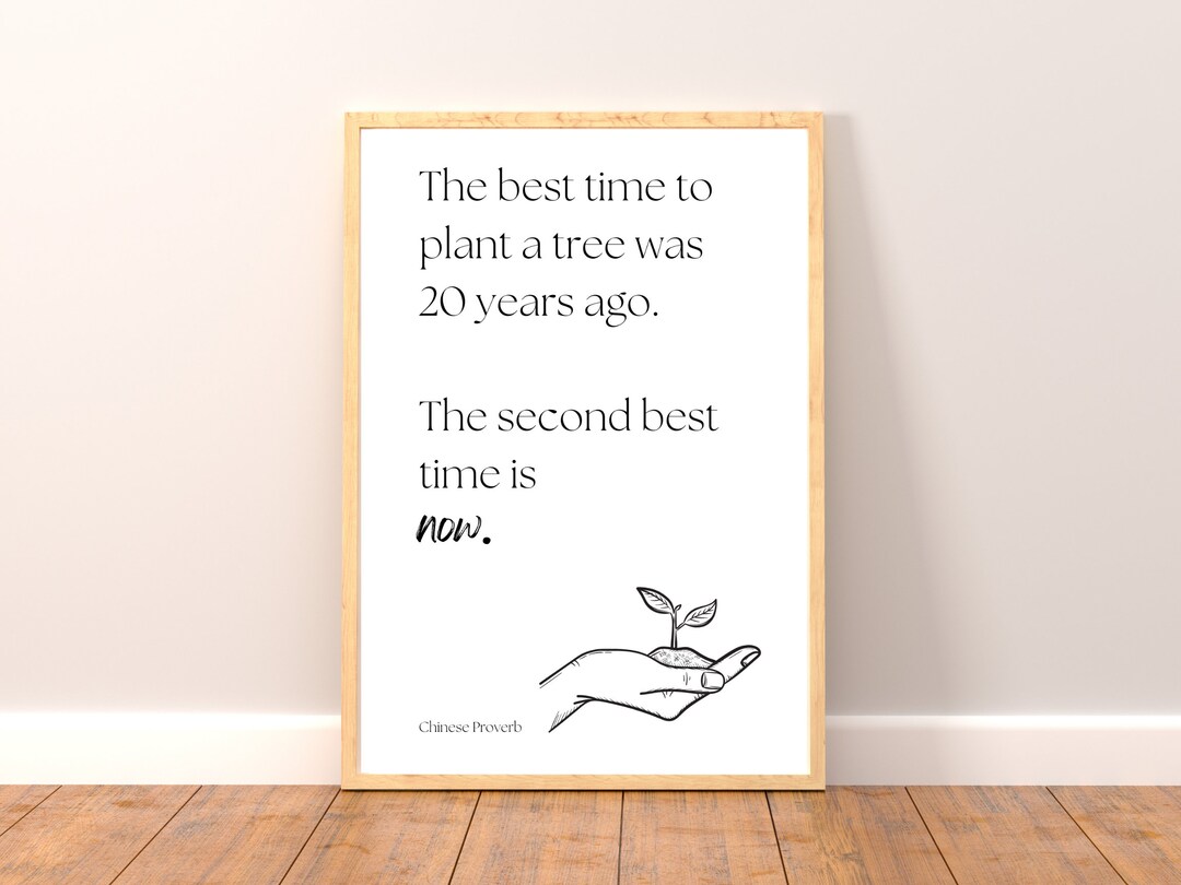 The Second Best Time is Now Quote Wall Art | Inspirational Motivational ...