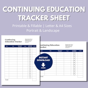 CEU Tracker Sheet | DIGITAL DOWNLOAD | Fillable & Printable ...