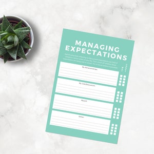 Managing Expectations Worksheets | Setting Expectations Template ...
