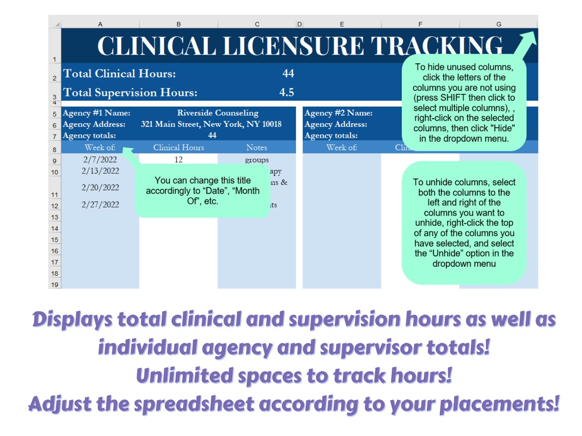 Clinical Supervision & CEU Tracker Bundle | MICROSOFT EXCEL | Lcsw ...