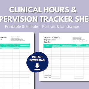 Clinical Supervision & Licensing Hours Tracker Sheet DIGITAL DOWNLOAD ...