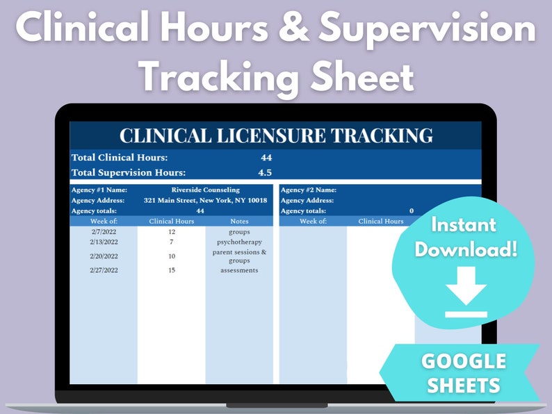 Clinical Supervision and Licensing Hours Tracker GOOGLE SHEETS LCSW ... Clinical Supervision and Licensing Hours Tracker GOOGLE SHEETS LCSW ...