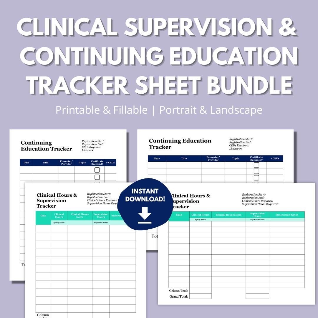 Clinical Supervision & CEU Tracker Bundle | PRINTABLE, FILLABLE ...