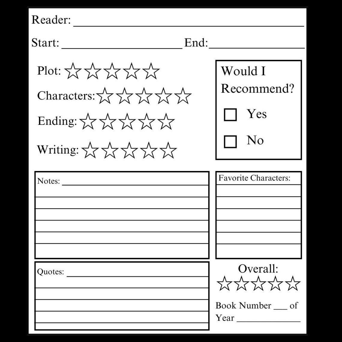 Book Review Sticky Notes: Reading Journal Stationery - Etsy