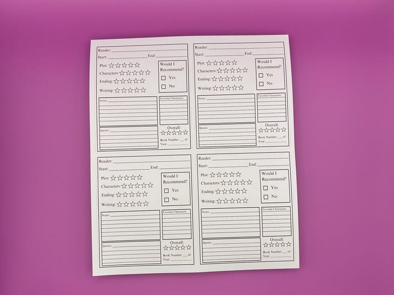 Book Review Sticky Notes: Reading Journal Stationery - Etsy