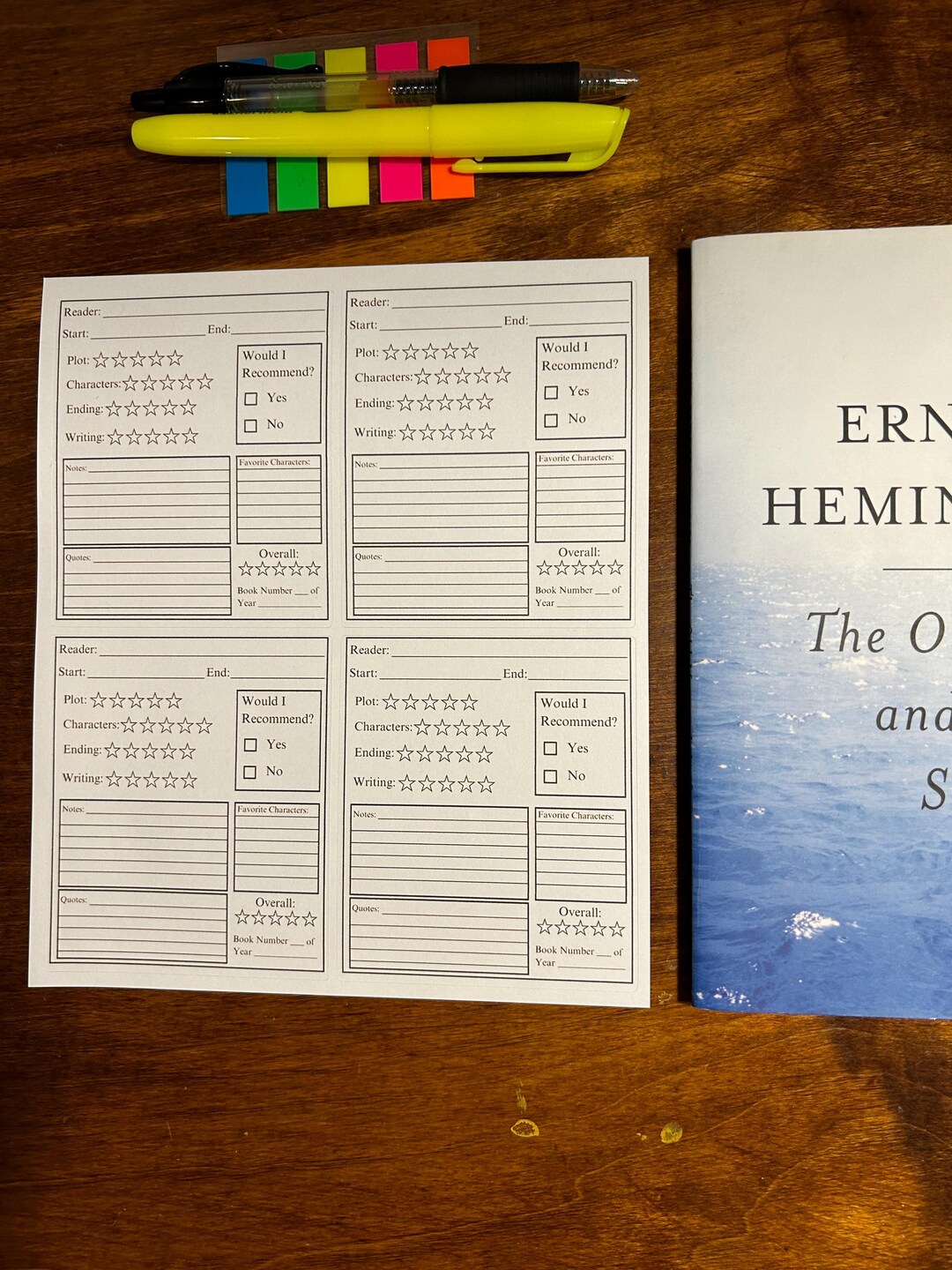 Book Review Sticky Notes: Reading Journal Stationery - Etsy