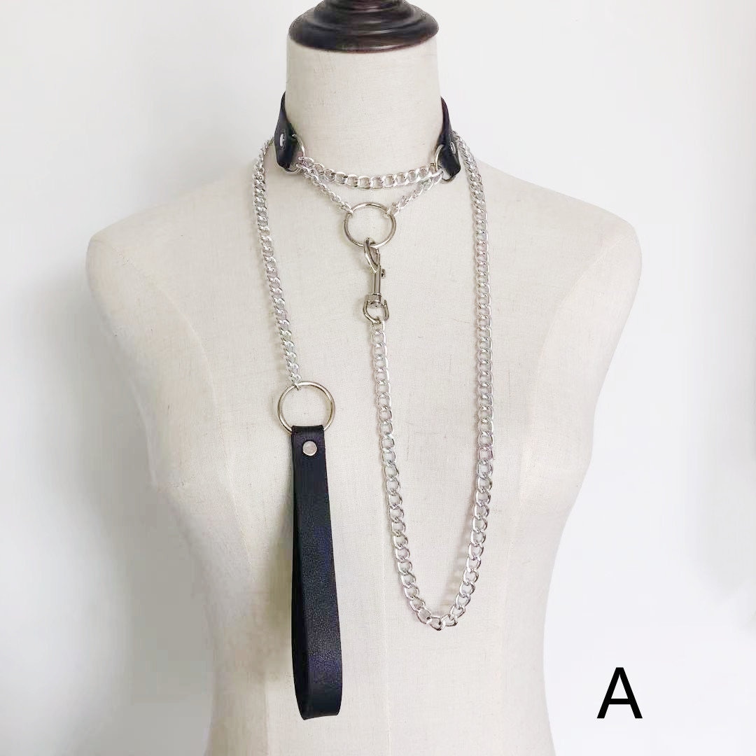 Neck Collar Leather, Collar Neck Collar Choker Chain Leash, Adjustable ...