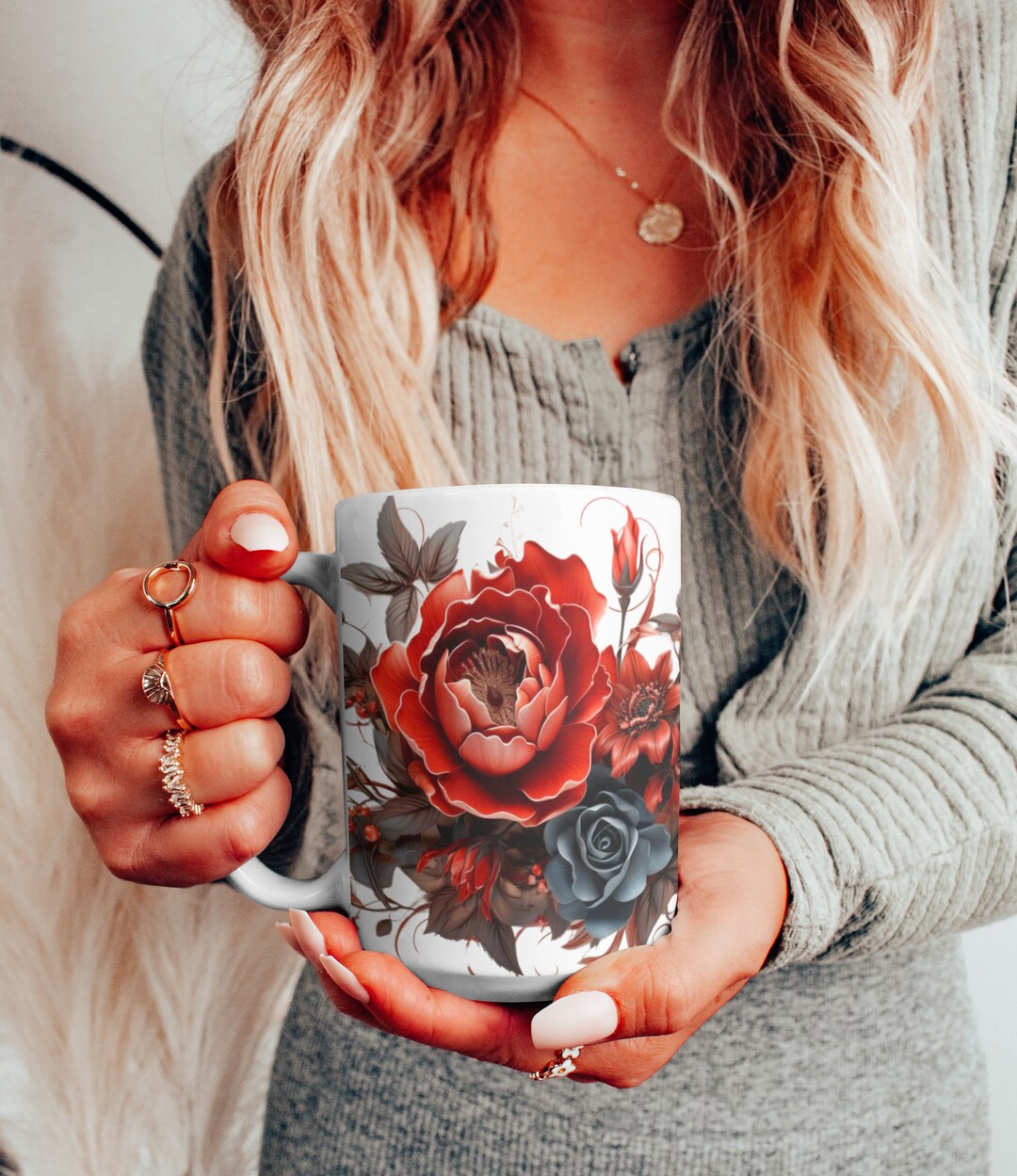 Pressed Flowers Mug Boho Wildflowers Cottagecore Coffee Mug Flower ...