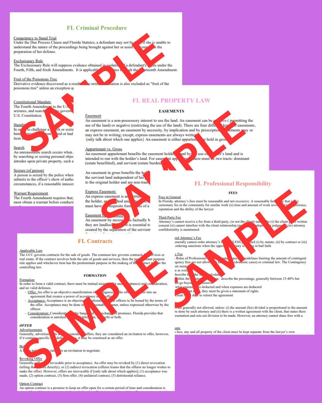 Florida Bar Exam COMPREHENSIVE Essay Rule Statements Template ...