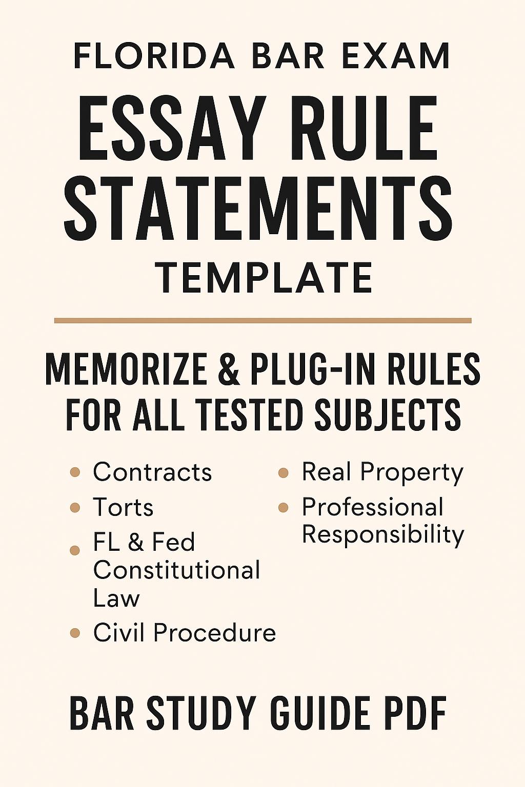 Florida Bar Exam COMPREHENSIVE Essay Rule Statements Template ...