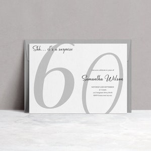 60th Elegant Birthday Invitation Template | Editable and Printable ...