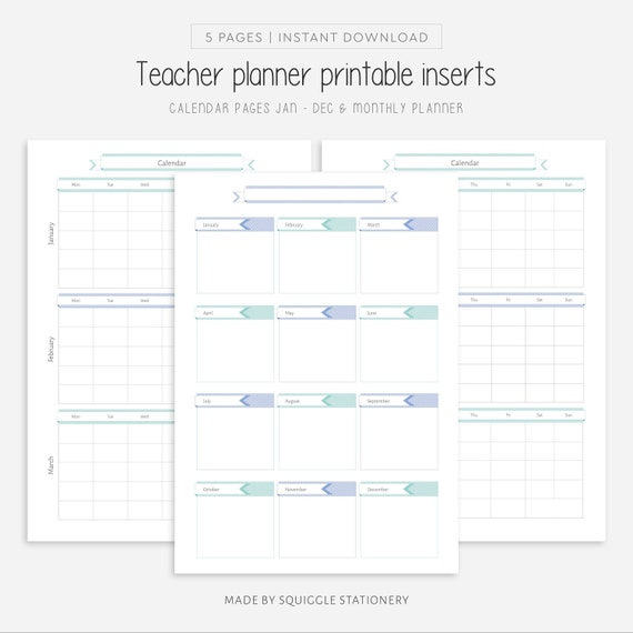 Undated Yearly Calendar & Overview Calendar Template PDF - Etsy