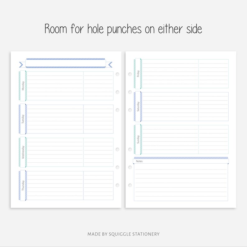 Horizontal Weekly Spread Printable Download Template PDF - Etsy