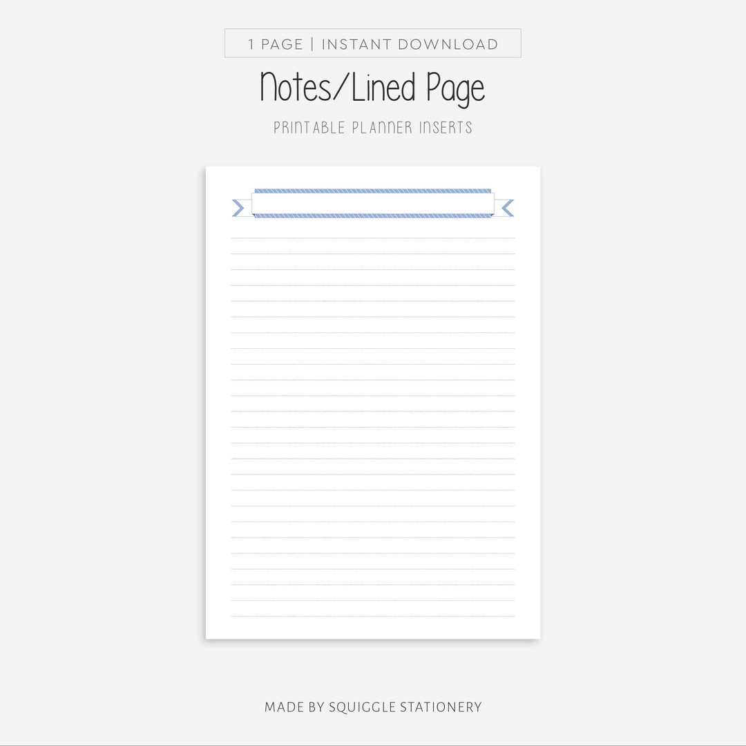 Notes/lined Planner Printable | Download Template PDF | Printable ...