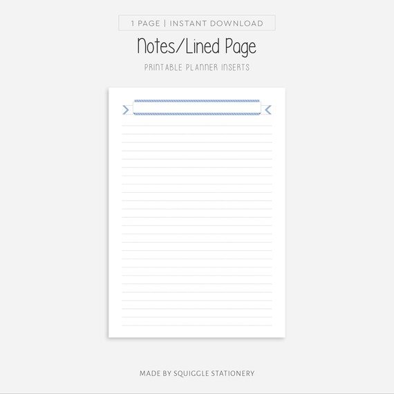 Notes/lined Planner Printable Download Template PDF - Etsy