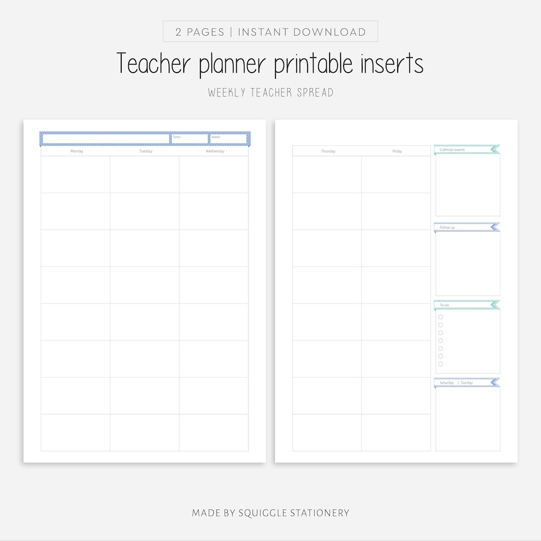 Undated Weekly Teacher Planner | Daily Template PDF | Teacher Printable ...