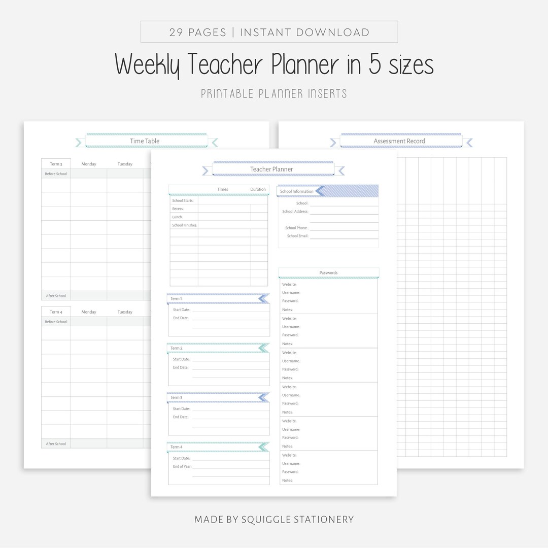 Weekly Printable Teacher Planner | Teacher Agenda, Lesson Planner ...