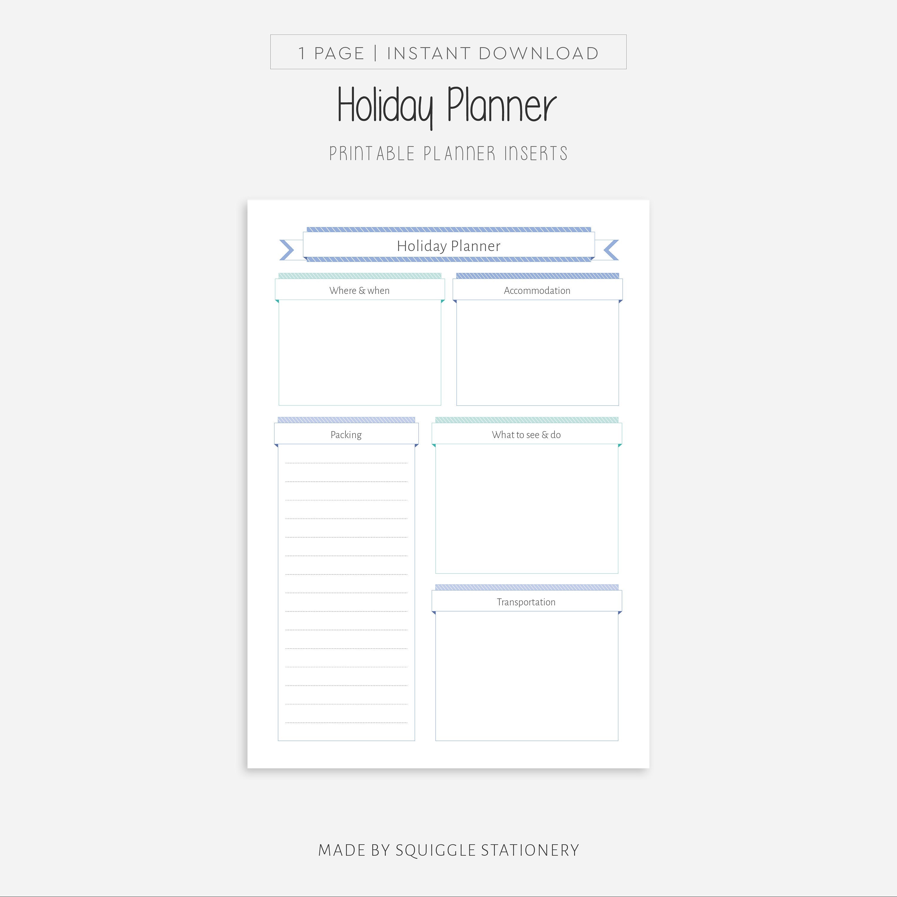 Holiday Planner Printable | Download Template PDF | Printable Planner ...