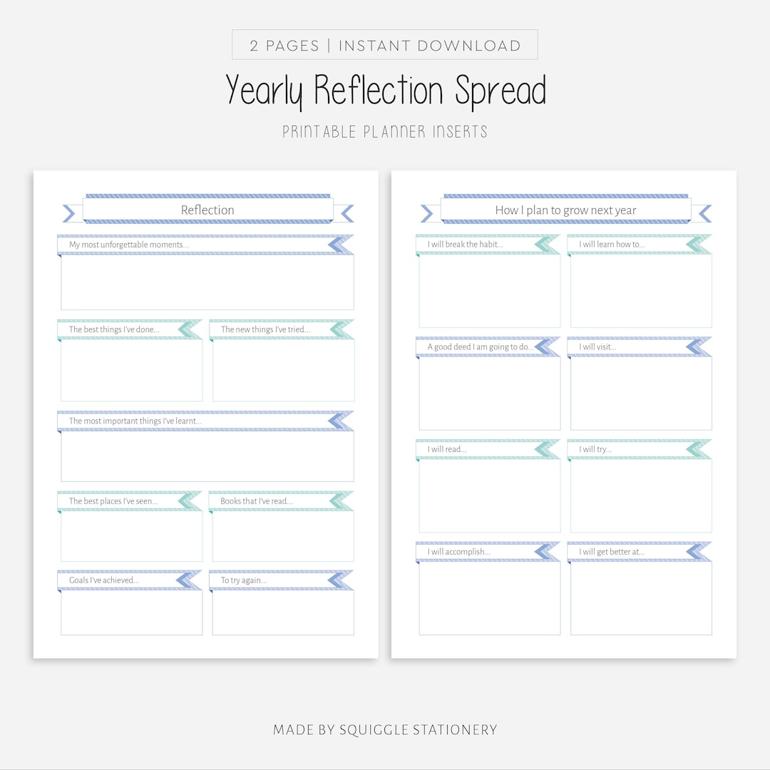 Yearly Reflection Printable | Download Template PDF | Printable Planner ...
