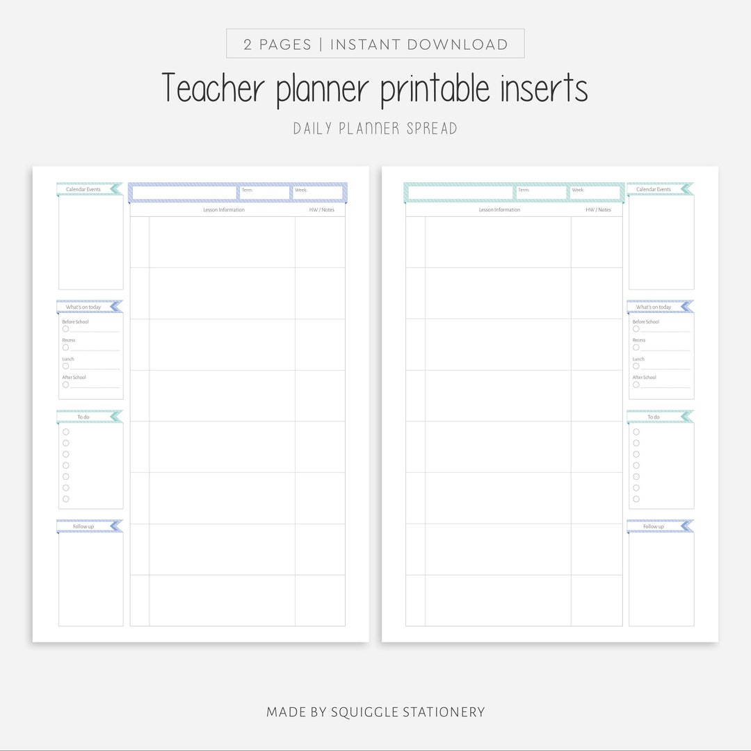 Undated Daily Teacher Planner Spread | Daily Template PDF | Teacher ...