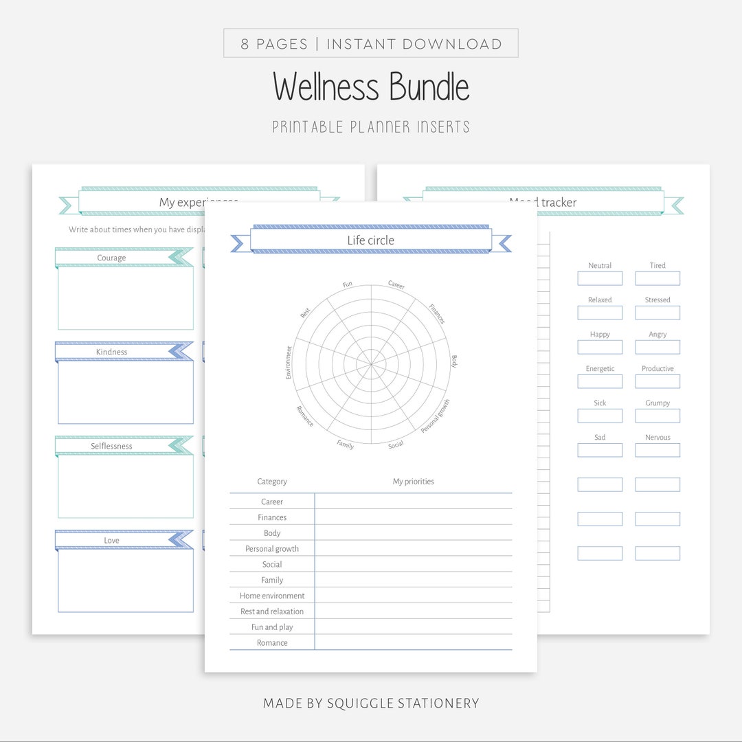 Wellness/health Bundle Printable | Download Template PDF | Printable ...
