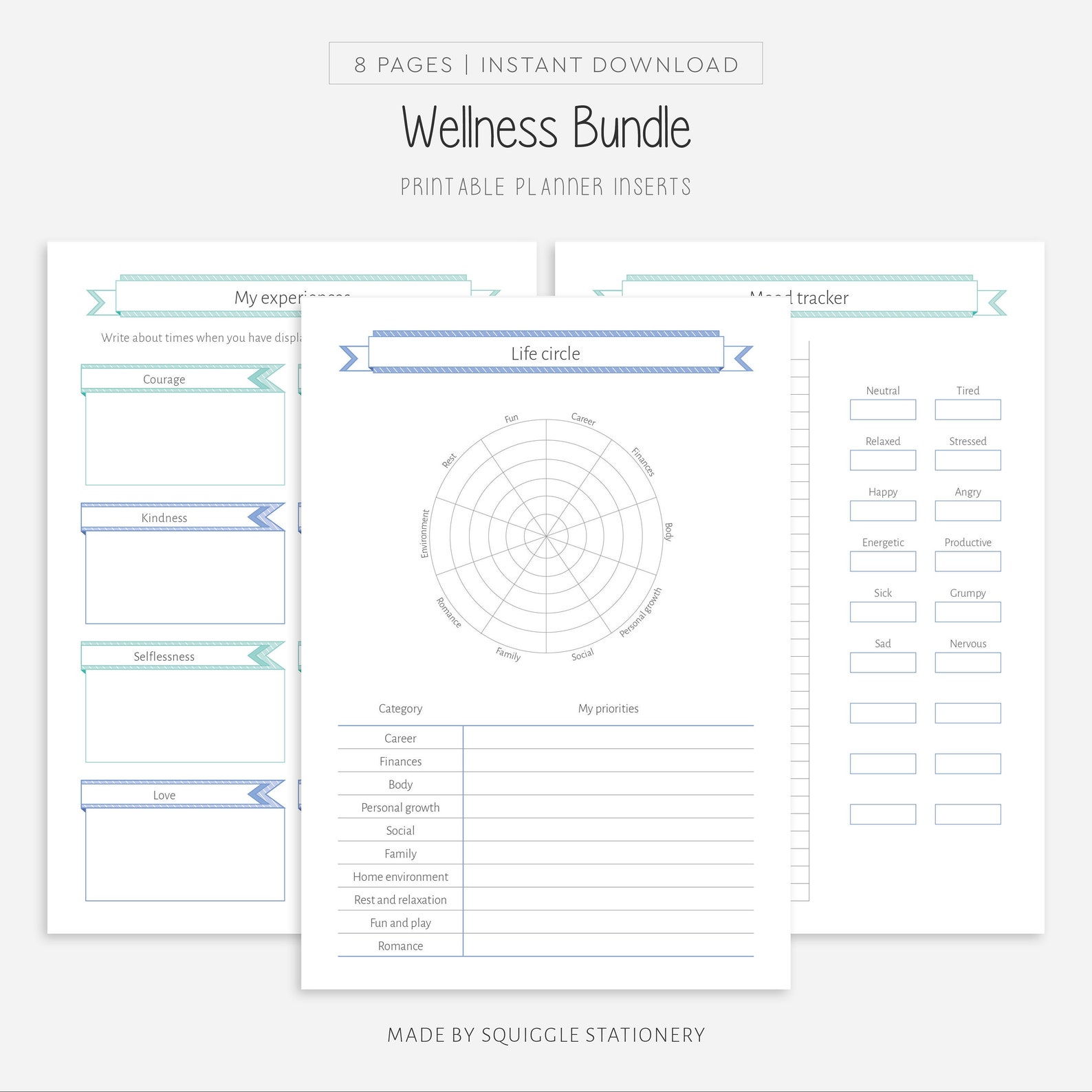 Wellness/health Bundle Printable | Download Template PDF | Printable ...