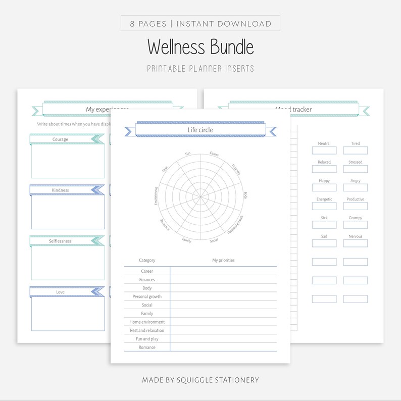 Wellness/health Bundle Printable | Download Template PDF | Printable ...