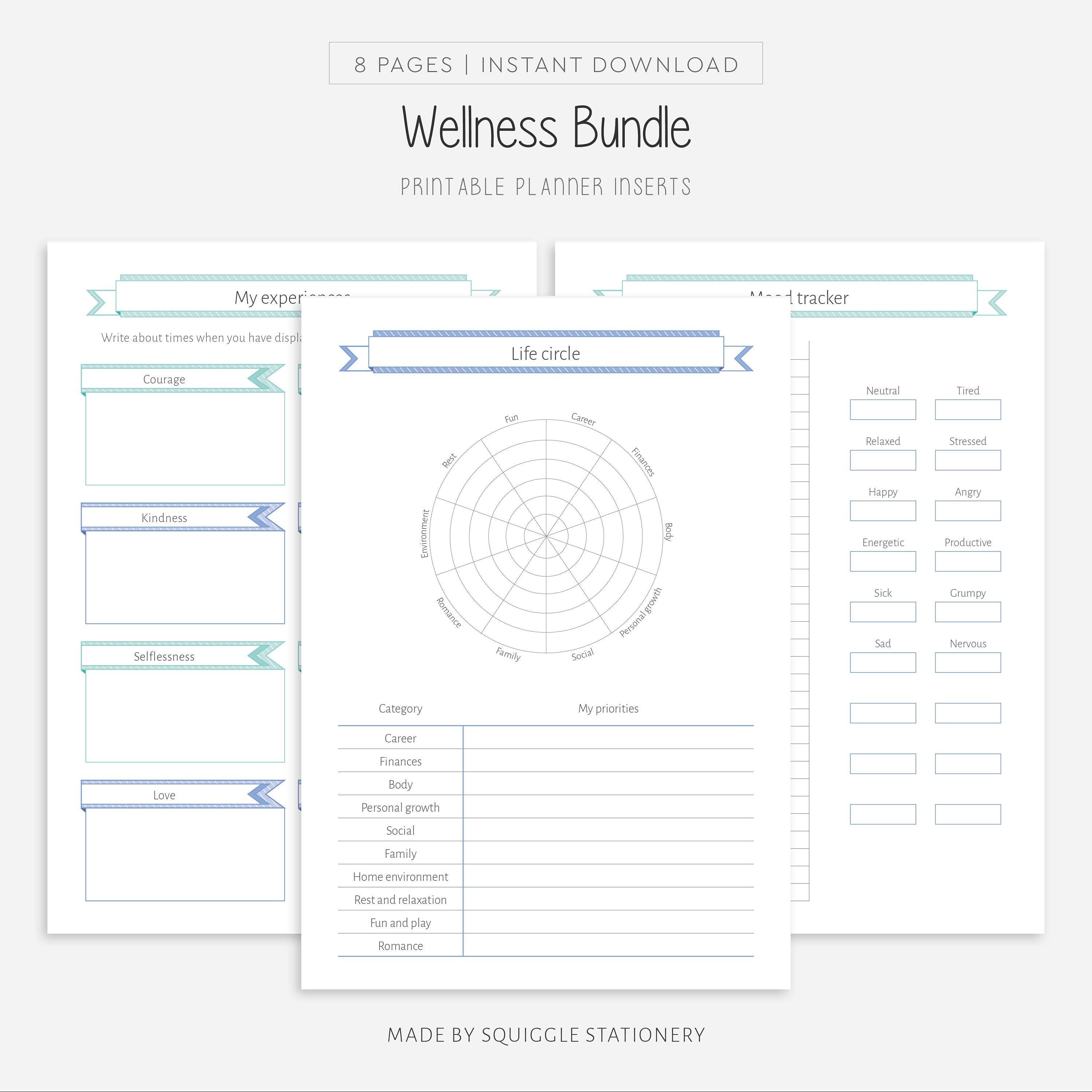 Wellness/health Bundle Printable | Download Template PDF | Printable ...