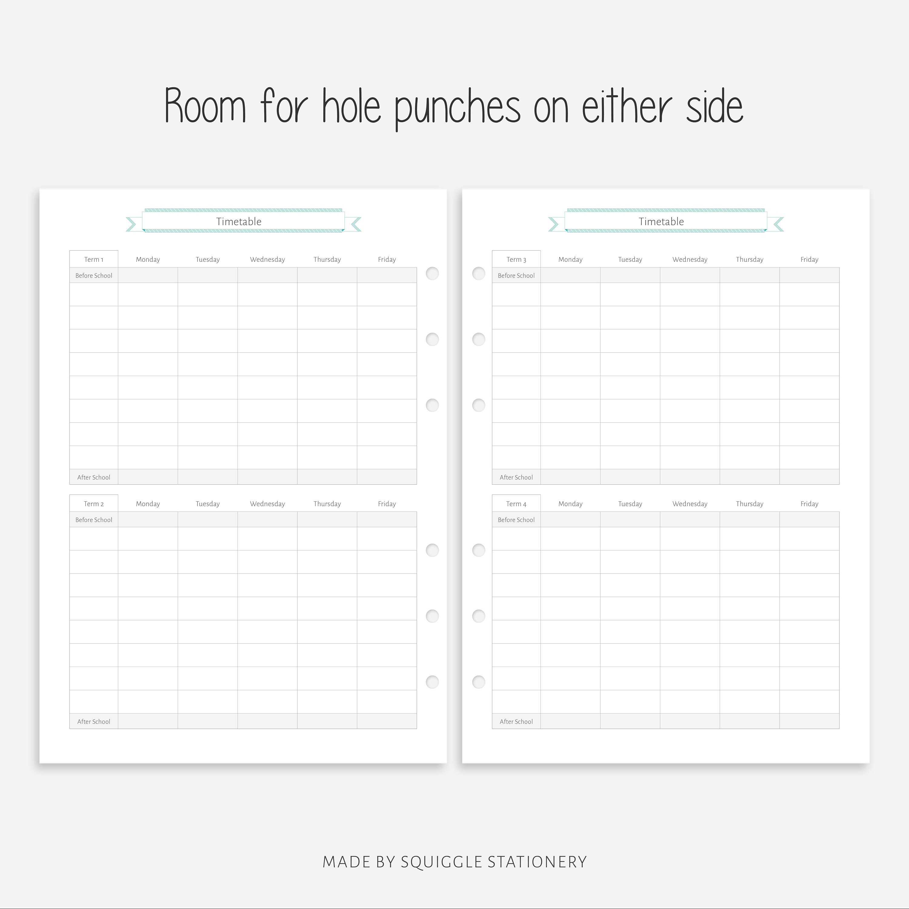 School Timetable Inserts | Downloadable Template PDF | Teacher ...